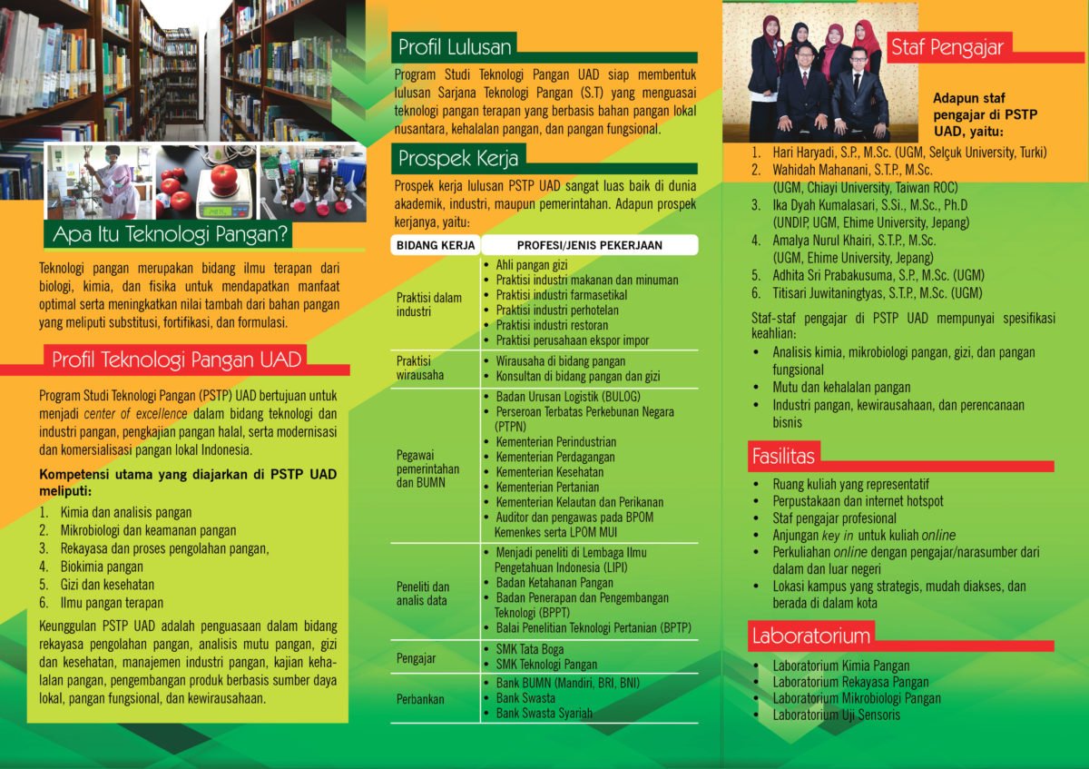 Leaflet Prodi Teknologi Pangan – Program Studi Teknologi Pangan